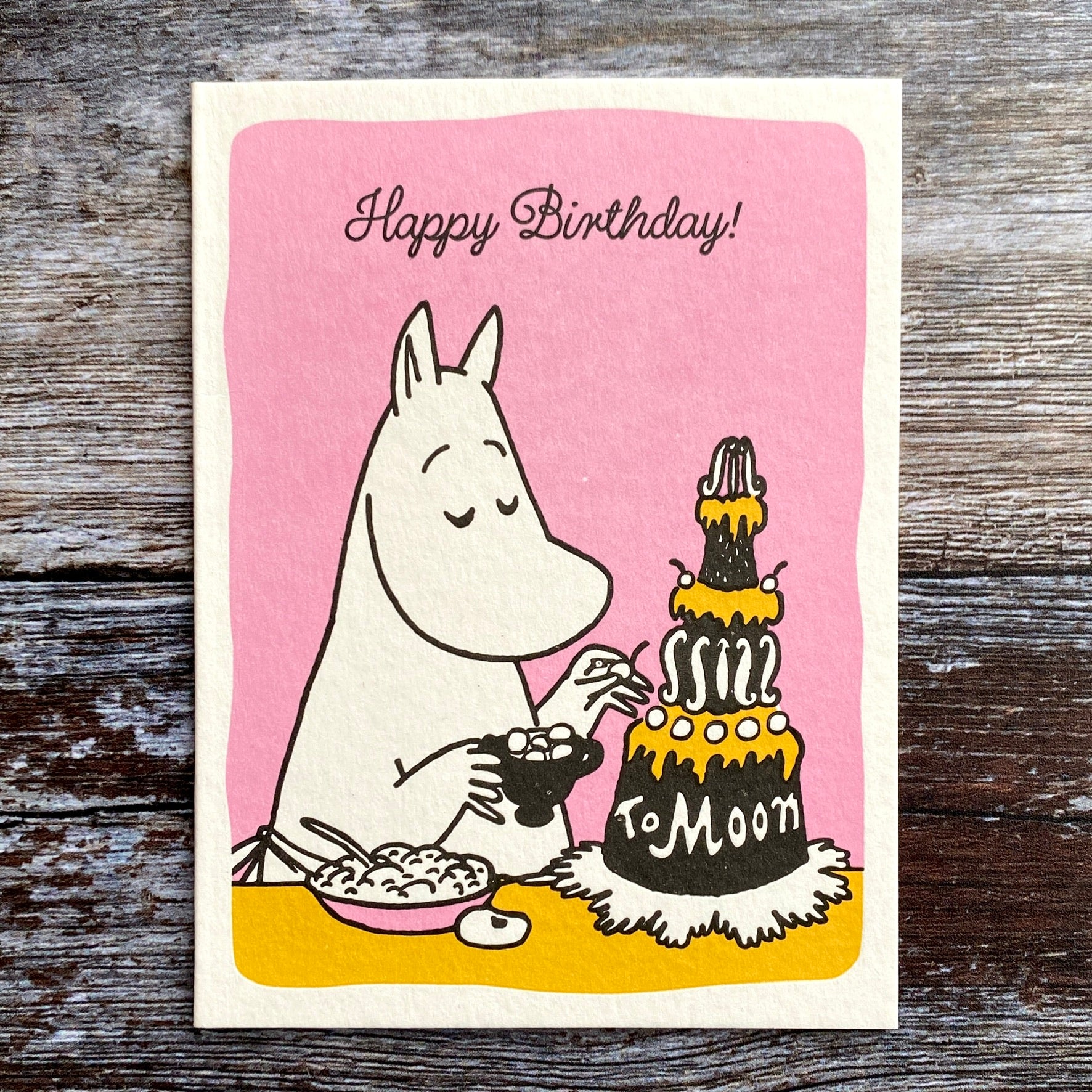 Birthday Cake Moomin Letterpress Card GLP083 – Paper Turtle